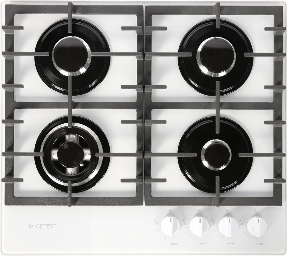 Газовая варочная панель GEFEST ПВГ 2401-01 К12, 4 конфорки, с газ-контролем, белая