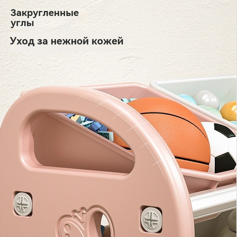 Стеллаж для игрушек открытый, компактная конструкция для детской комнаты, высота 5 см, ширина 20 см, глубина 55 см — фото 1