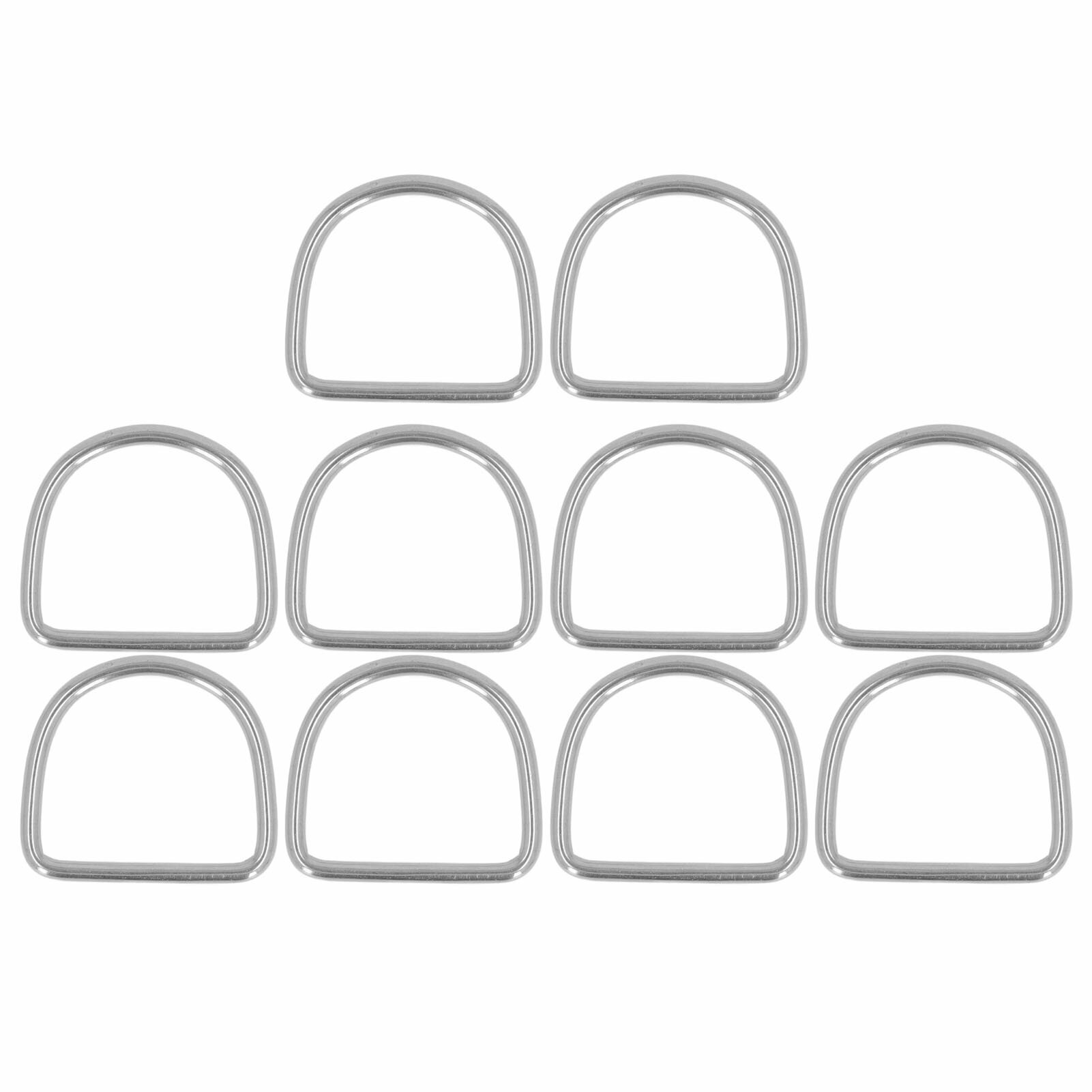 10PCS D Ring Buckles 316 Stainless Steel Semi Circular Shaped Rings for Marine Kayak Rigging 40x37x4MM