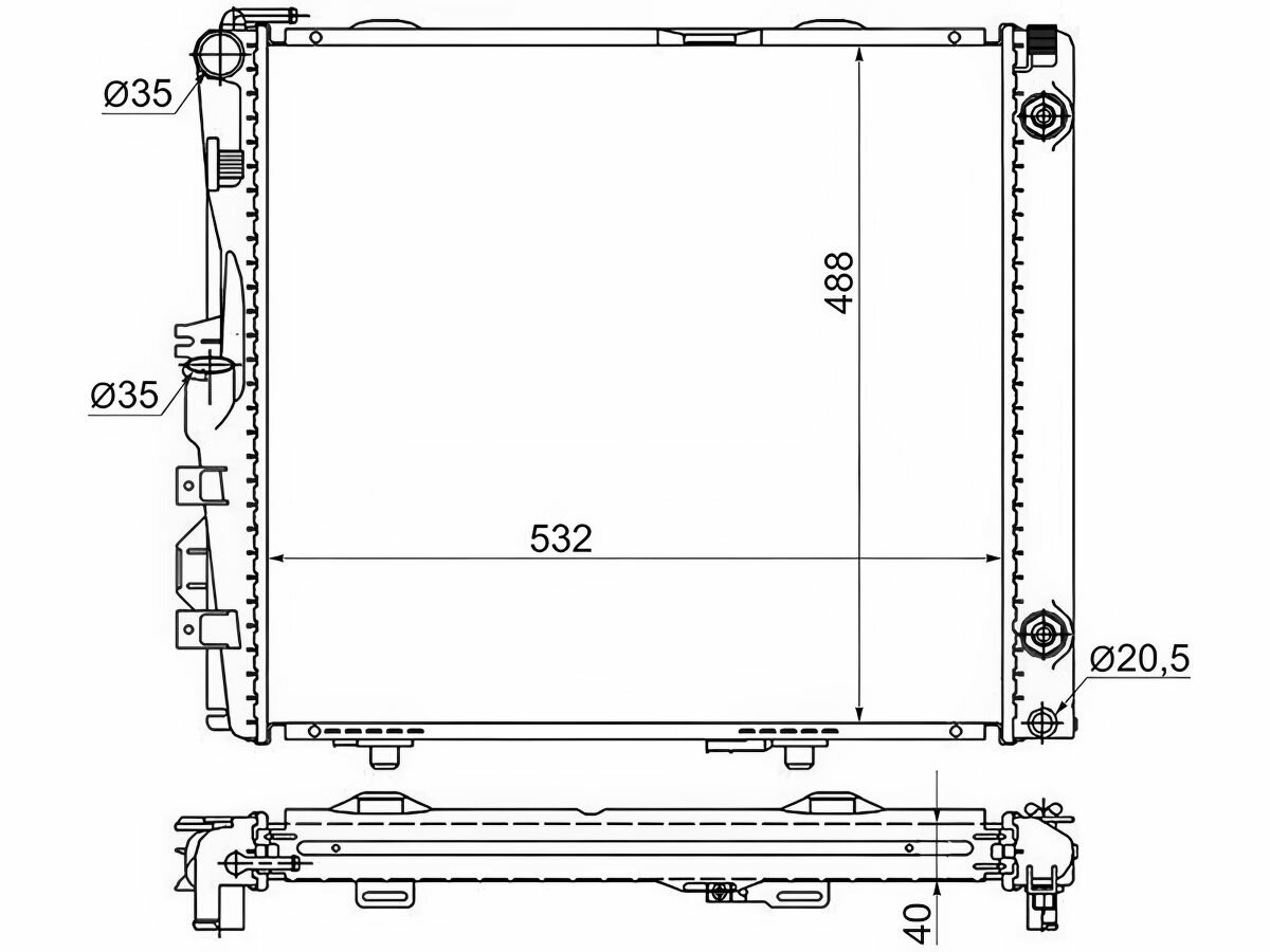 Радиатор охлаждения двигателя для Мерседес 260 E, 4 Matic, 280 E E 280, TE E 280 арт MB0001 SAT