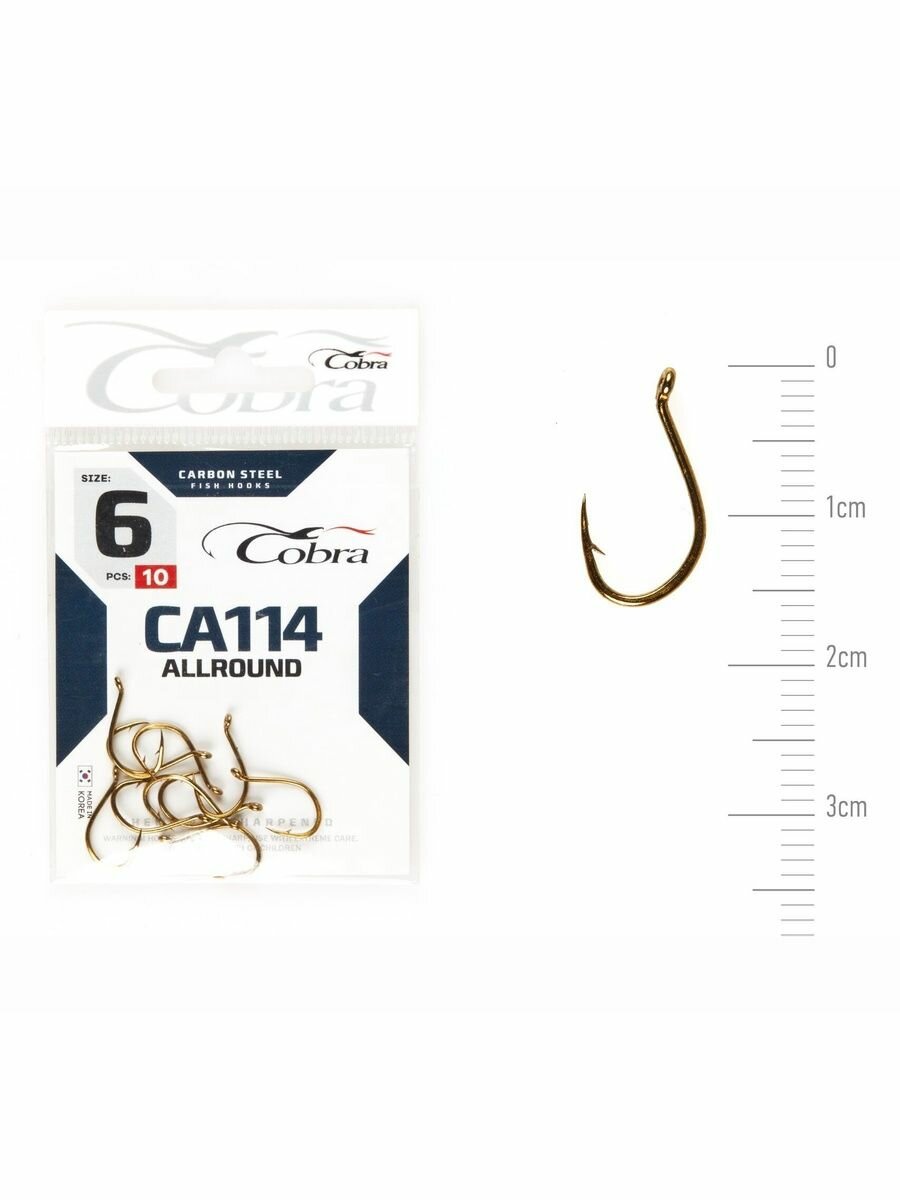 Крючки Cobra Allround BEAK CA114, разм. 6, одинарные , 10шт.