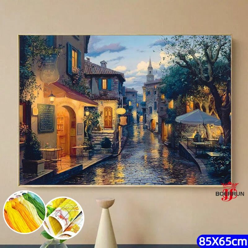 Вышивка крестом, наборы для вышивания крестиком, город, канва 11CT 85x65 см, полная зашивка (без подрамника, без рамки)