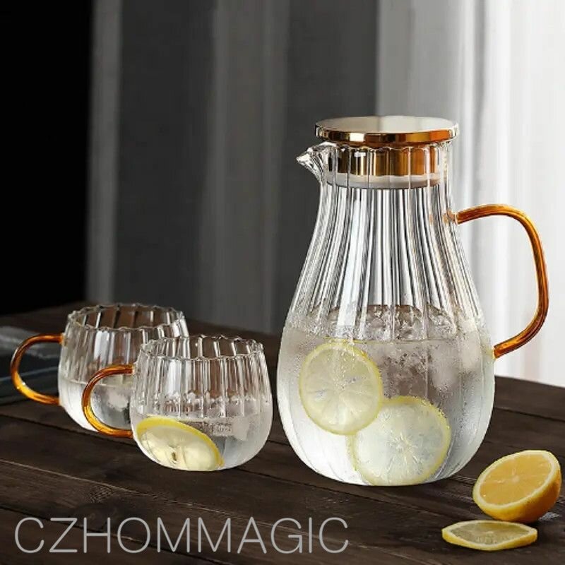 Прозрачный стеклянный кувшин для воды с Нержавеющая сталь крышкой и ручкой-термостойкая стеклянная чашка, холодный чайник, кухонные принадлежности, подарок маме