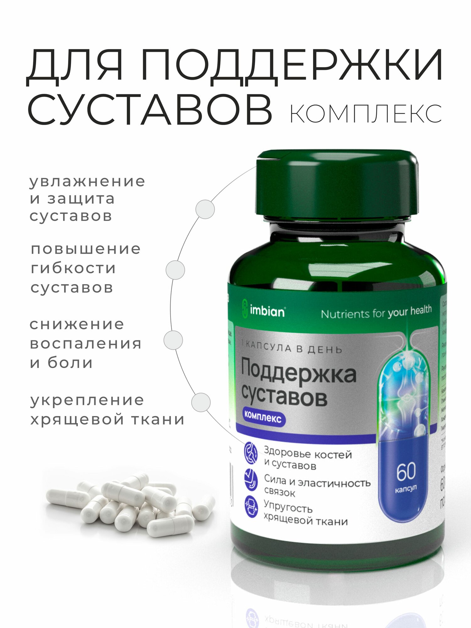 IMBIAN PHARM Комплекс глюкозамин хондроитин мсм для поддержки суставов 60 капсул