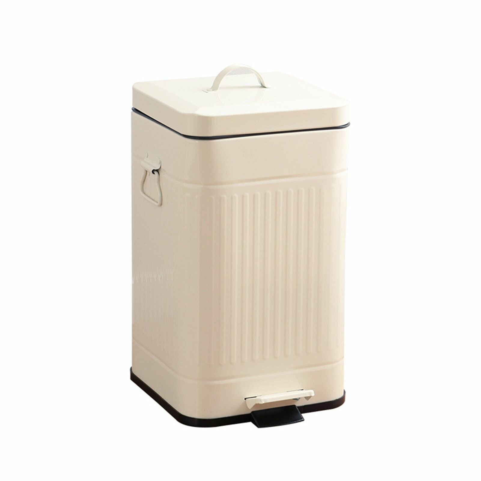 Роскошное мусорное ведро в стиле ретро объемом 5 л с утолщенной крышкой, бежевое, 18x18x31 см для дома, кухни, ванной комнаты