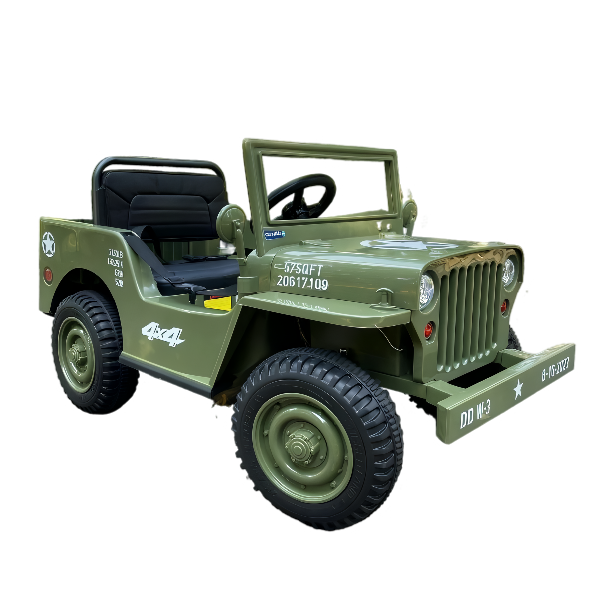 Электромобиль Jeep "Willys Mini 4WD", амортизация, ремни безопасности, 1 место, 4 колеса