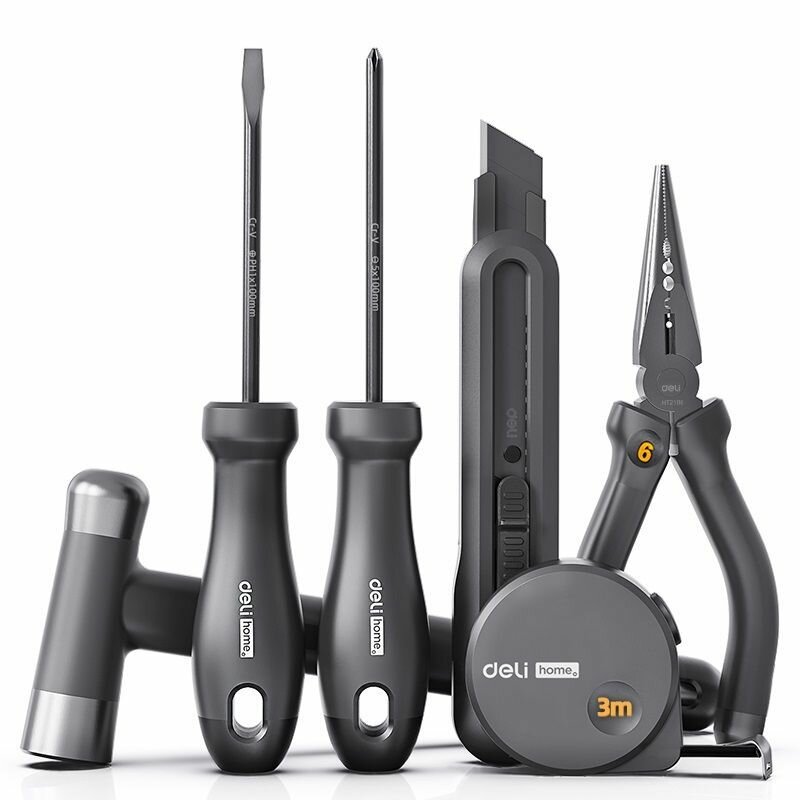 DELI набор ручного инструмента "Home Series" HT0006 (Эксклюзивный дизайн, софттач пластик, подарочная упаковка)