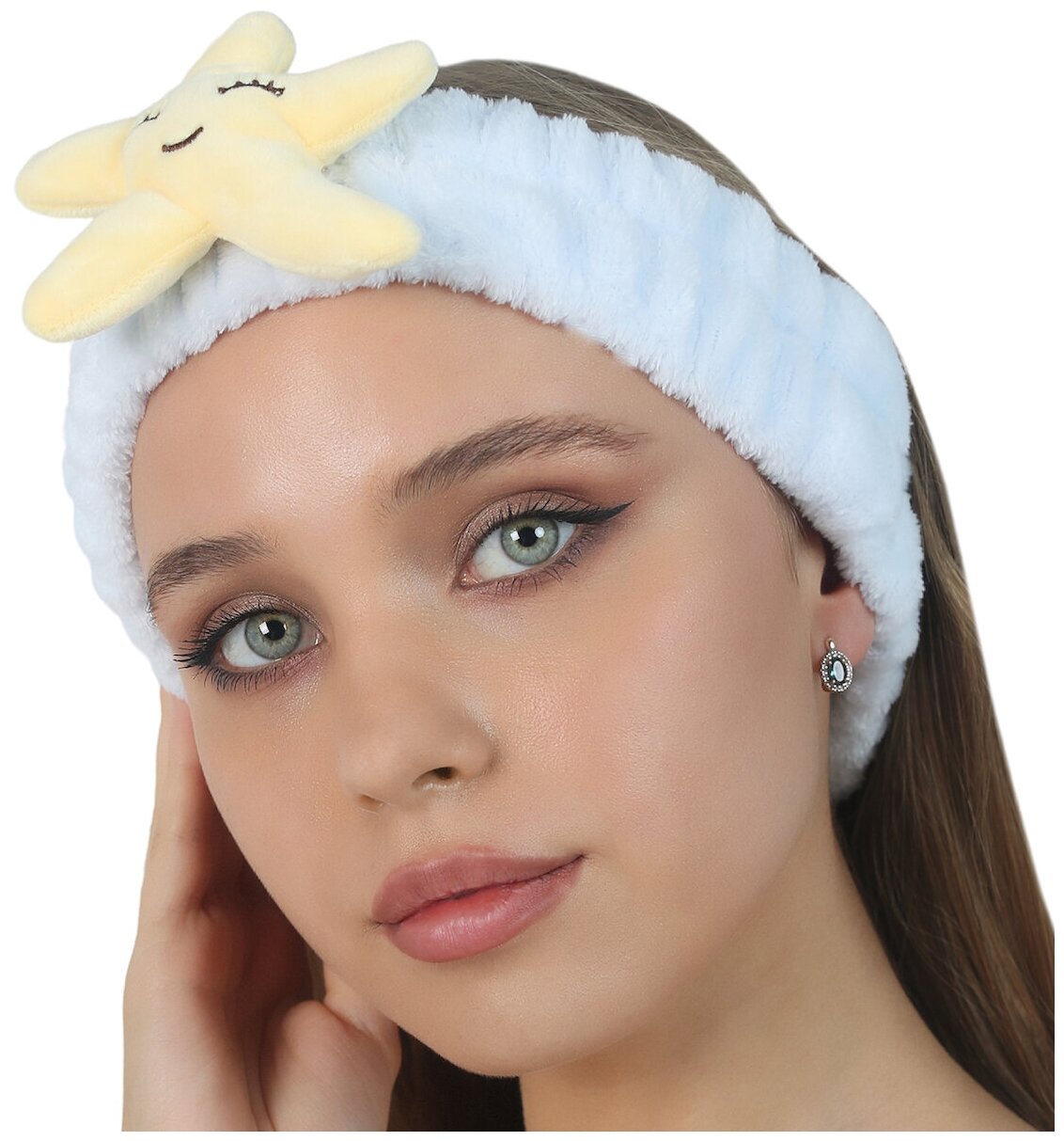 Повязка косметическая для волос женская, "Звездочки", голубая, BEAUTY4LIFE