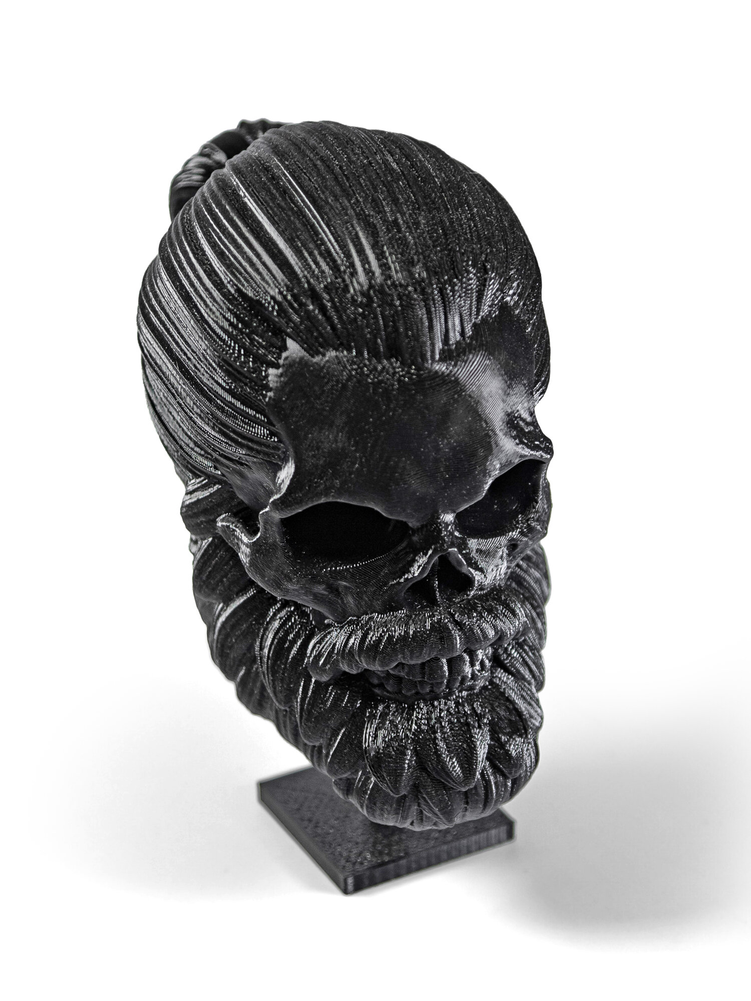 Бородатый череп с хвостом, фигурка для декора интерьера, арт-объект, коллекционный предмет, 3D печать, чёрный 12 см.