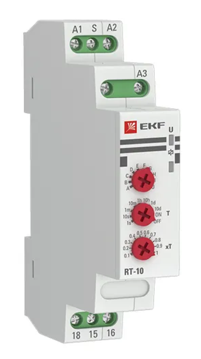 Реле времени EKF / ЕКФ RT-10 многофункциональное, в корпусе из пластика, белый, 240В 8A / электрика
