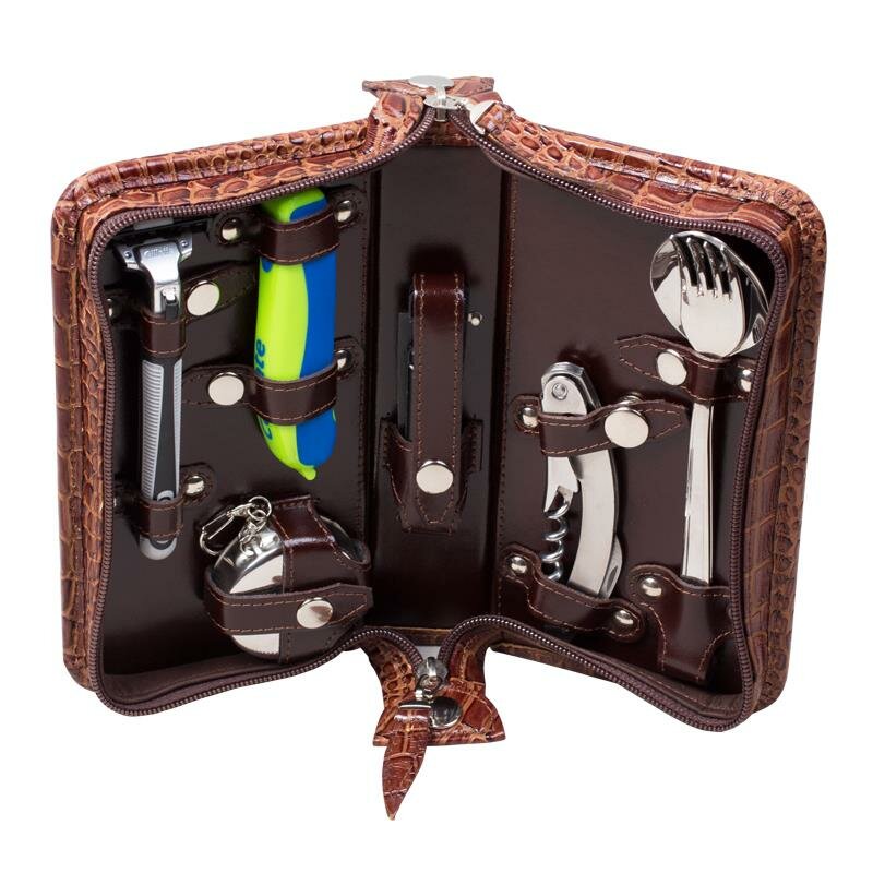 Набор дорожный «Эгоист» в сумке из натуральной кожи (1 персона) 218КК1