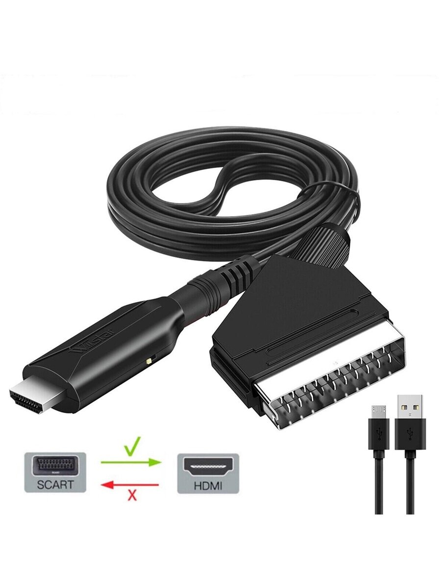 Портативный SCART в HDMI конвертер кабель аудио видео адаптер SCART DVD для HD TV