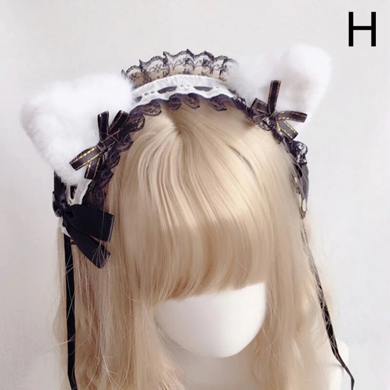 Женская заколка для волос "Лолита" с кошачьими ушками Черный, black