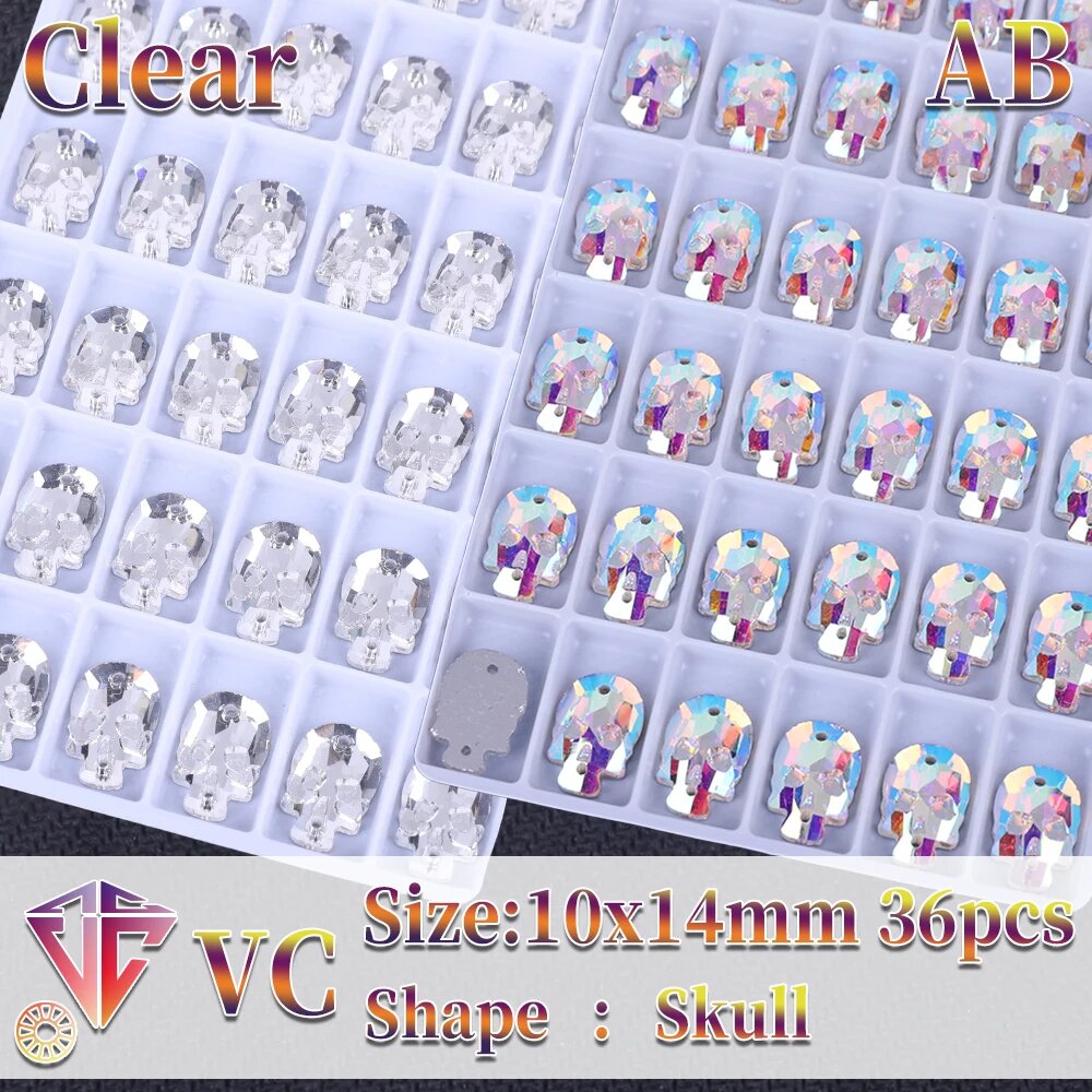 Стразы Skull Crystal Clear 10x14mm 36pcs