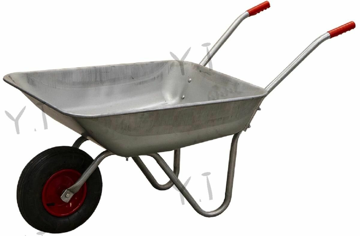 Тачка садово-строительная одноколёсная 65 л/100 кг / Для транспортировки различных грузов во время проведения строительных, ремонтных или садовых работ / Наличие пневматического колеса на подшипниках