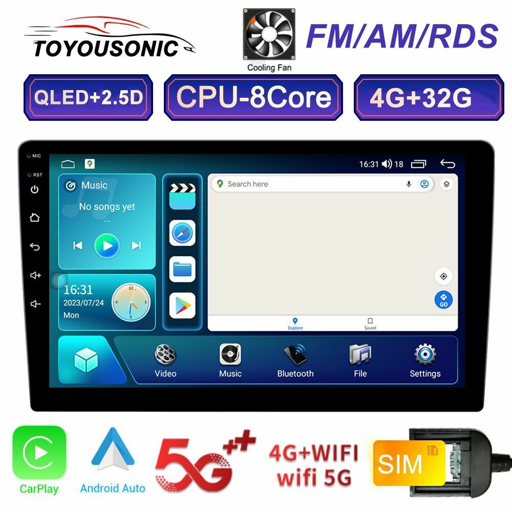 7862 4G SIM Автомагнитола. Android 8 core 4+32Gb, 2 din QLED, 9 дюймов. Магнитола в автомобиль 2 дин , GPS, Bluetooth/DSP/Интеллектуальное Охлаждение