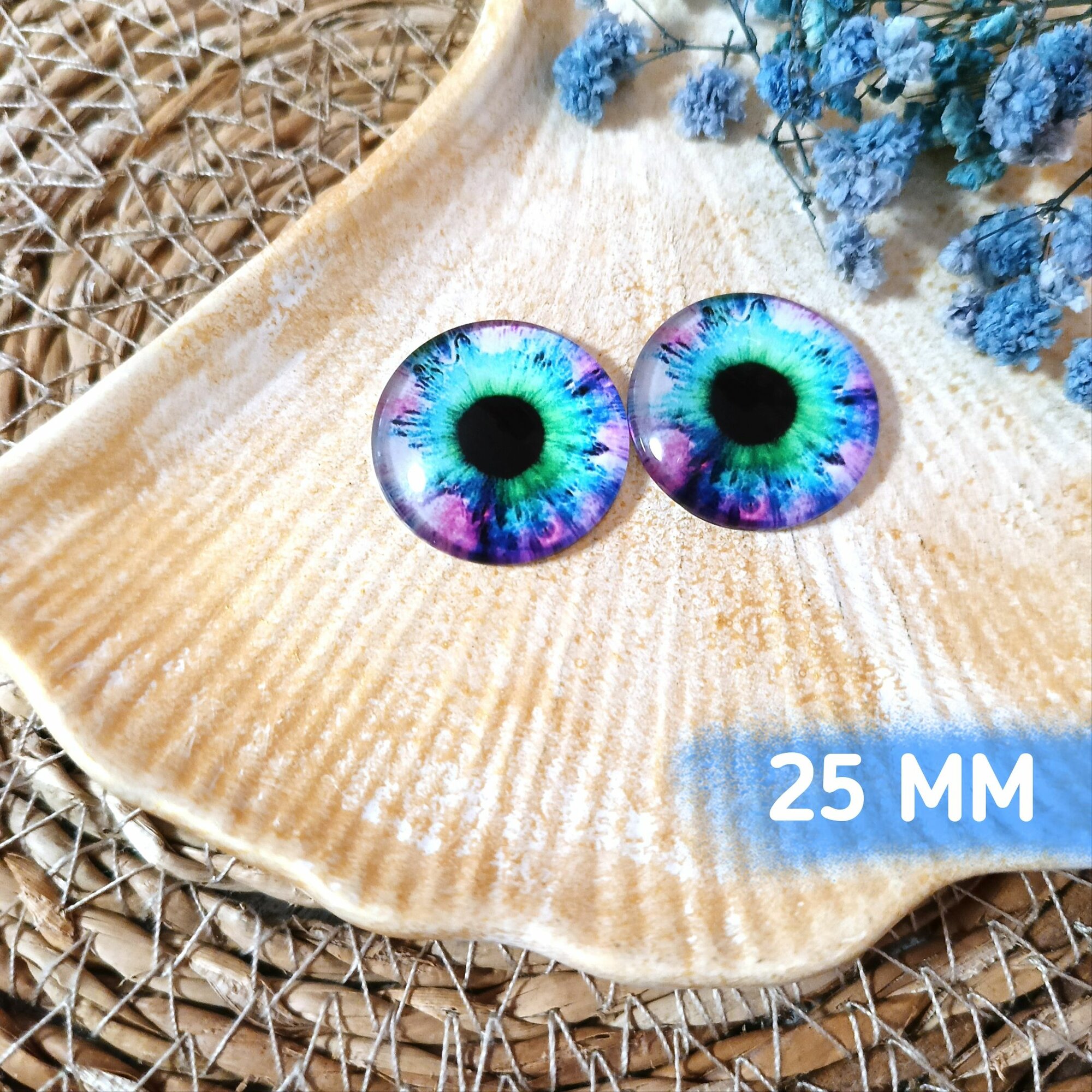 Глаза стеклянные кабошоны для игрушек 25мм 2шт