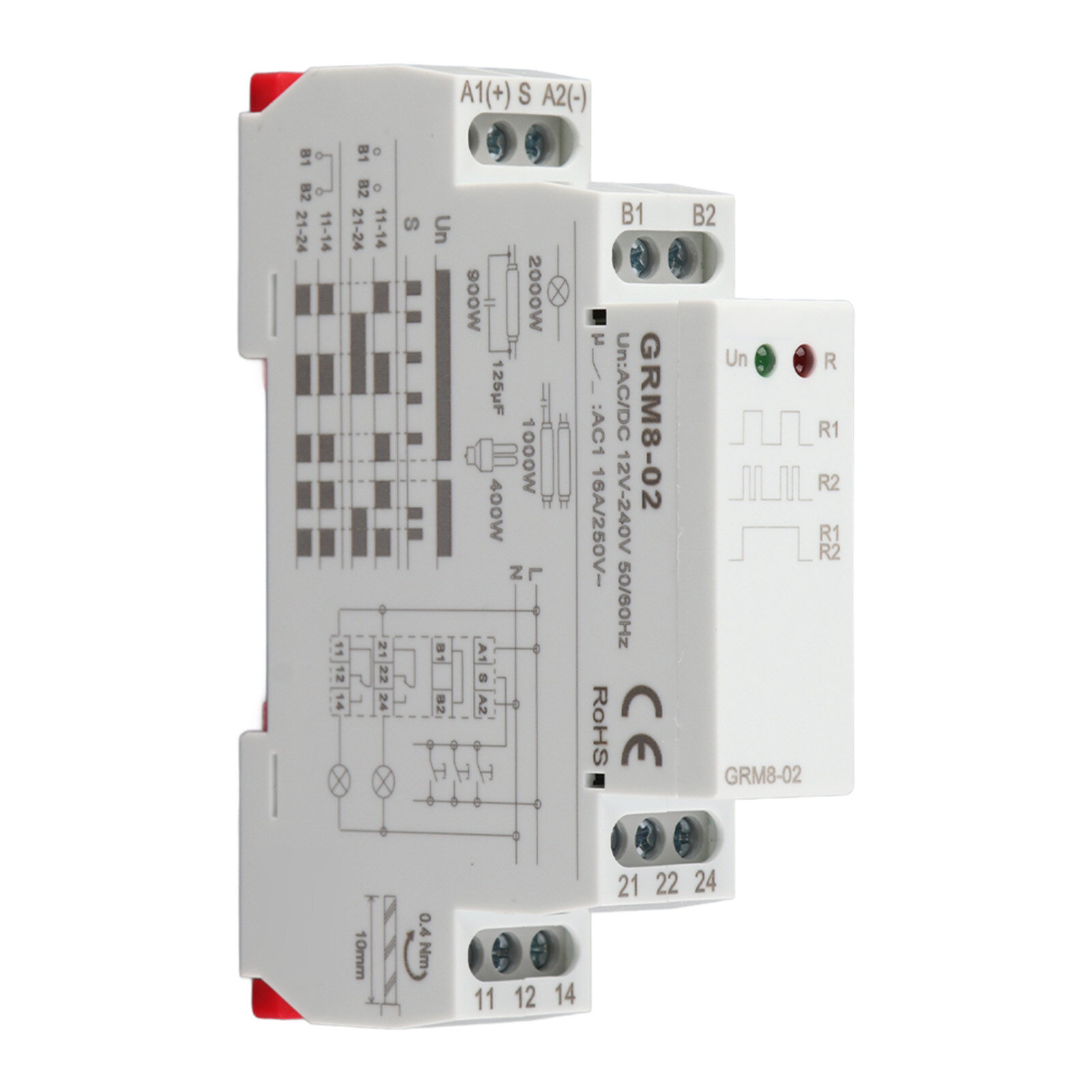 GRM8-02 Реле памяти с фиксацией, электронное импульсное реле переменного/постоянного тока, 12 240 В, 2 формы А, 2 катушки, 10 А, 250 В переменного тока, 10 А, 30 В постоянного тока, монтажное отверстие 10 мм