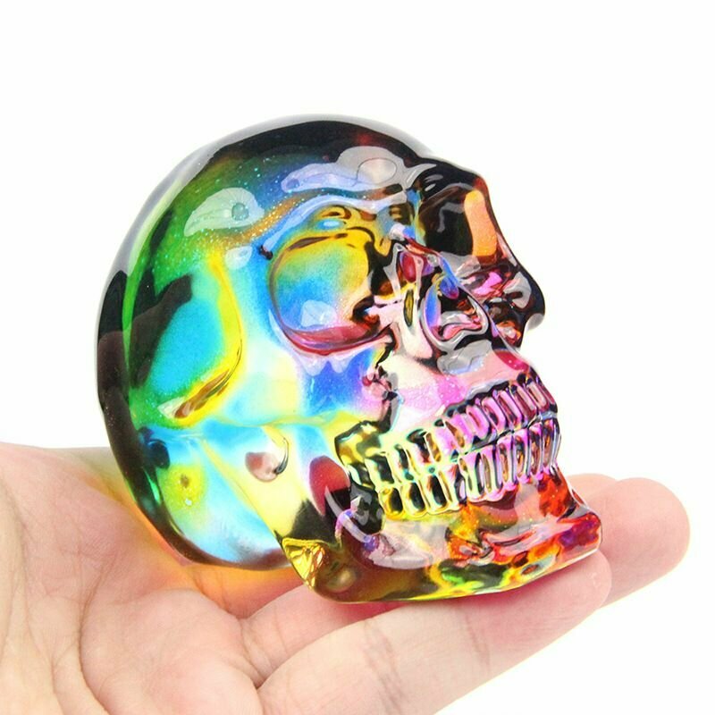 Хрустальный череп, декоративный, цветной,7.5*5.5*6.5