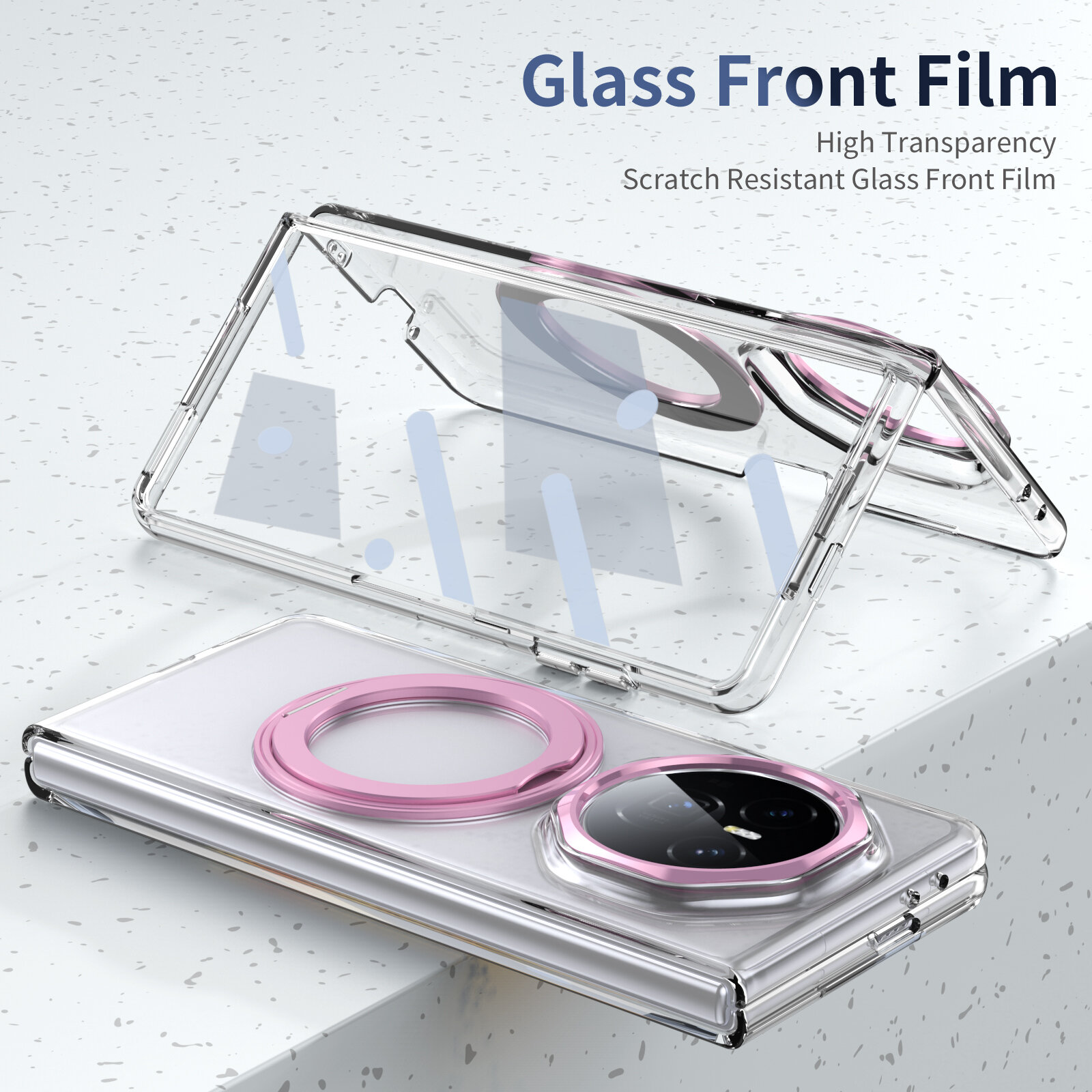 Подходит для Honor Magic V3 / Хонор Меджик V3 Чехол для смартфона, складной подставкой для телефона и защитной пленкой для экрана, Меджик V3, подставка, прозрачный,360° Полная защита, пластик, стекло,