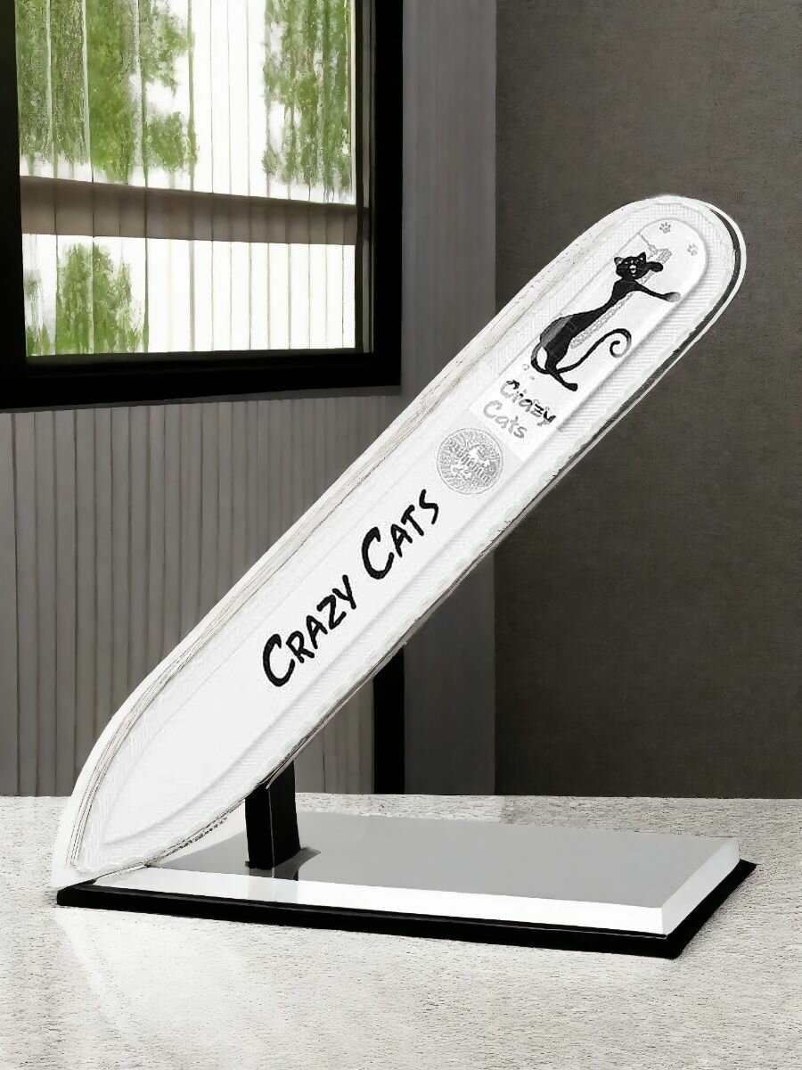 Пилка стеклянная Bohemia (135 мм) двусторонняя, с 3D рисунком "черная кошка и качели".