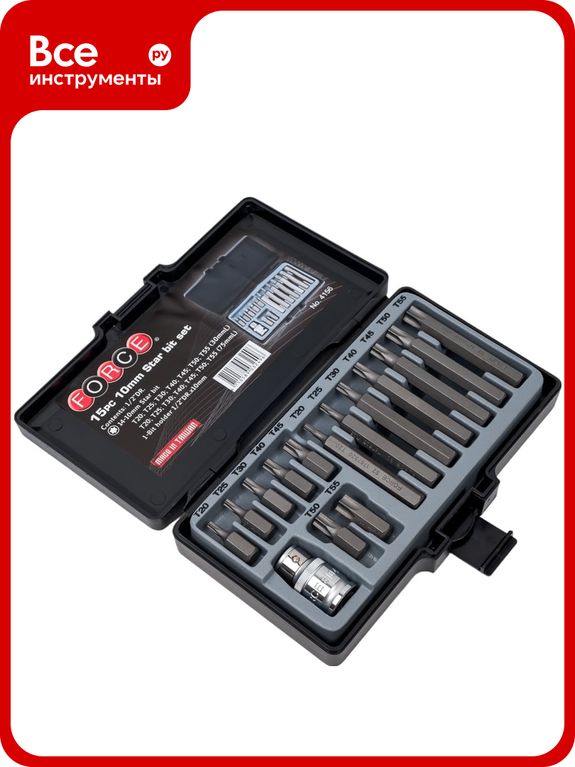 Набор бит TORX 15 шт. FORCE 4156