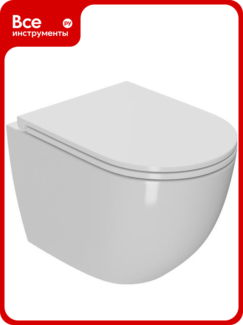 Подвесной безободковый унитаз Bauedge Bau Dream Hurricane3, вихревой, со скрытым сливом, сиденье дюропласт микролифт