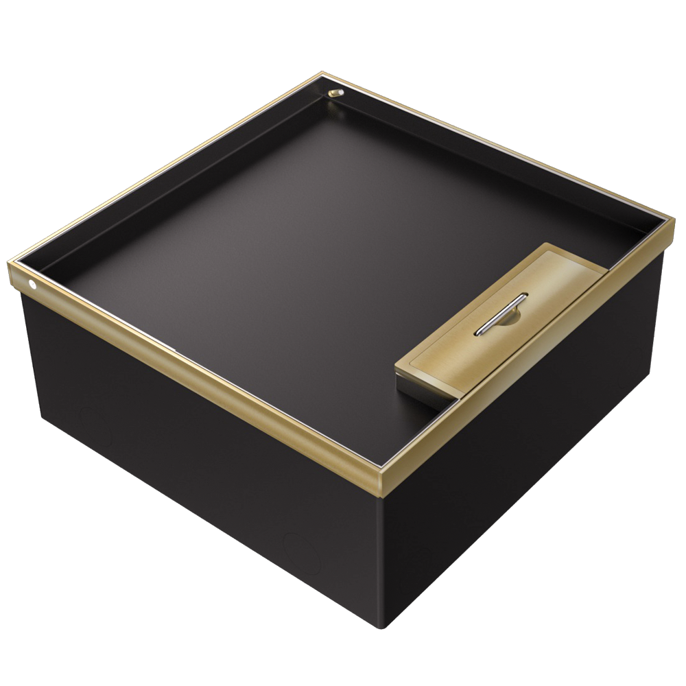 Лючок для горизонтальной установки 12 модулей 45х45мм, с крышкой, металл, цвет латунь, Donel