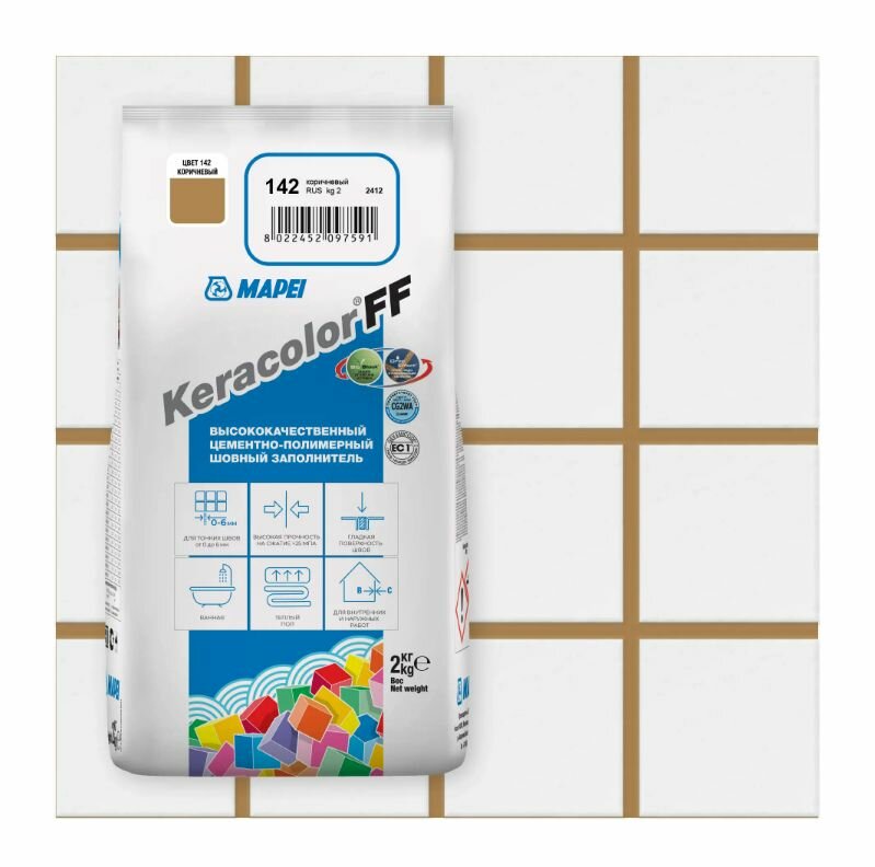 Затирка цементная Mapei Keracolor FF 142 цвет коричневый 2 кг