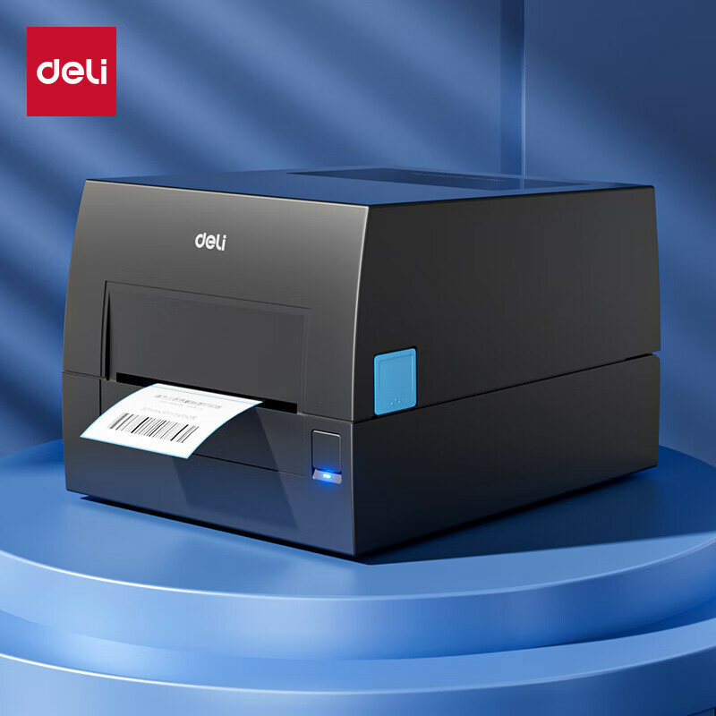 Deli GE550TW Thermal Transfer Printer for Fixed Assets Storage 108mm Home Office Carbon Ribbon Label Sticker Barcode Printing High Definition 300dpi Mobile Bluetooth Version