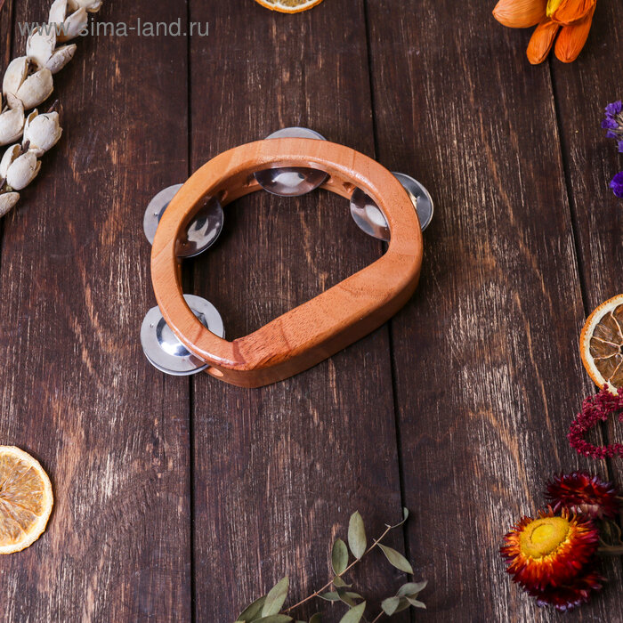 Сувенирный музыкальный инструмент "Тамбурин" дерево 3x16x12 см