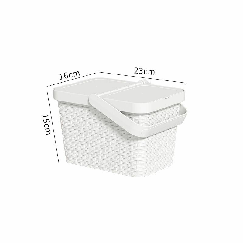 Портативная корзина с крышкой для улицы, штабелируемая пластиковая коробка хранения дома, игрушек, разные предметы, имитация плетеного органайзера