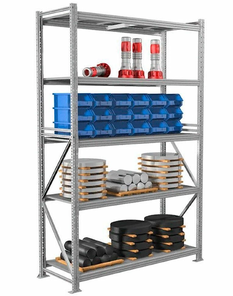 Стеллажи MS Pro с настилом 2500x1200x500x5 полок