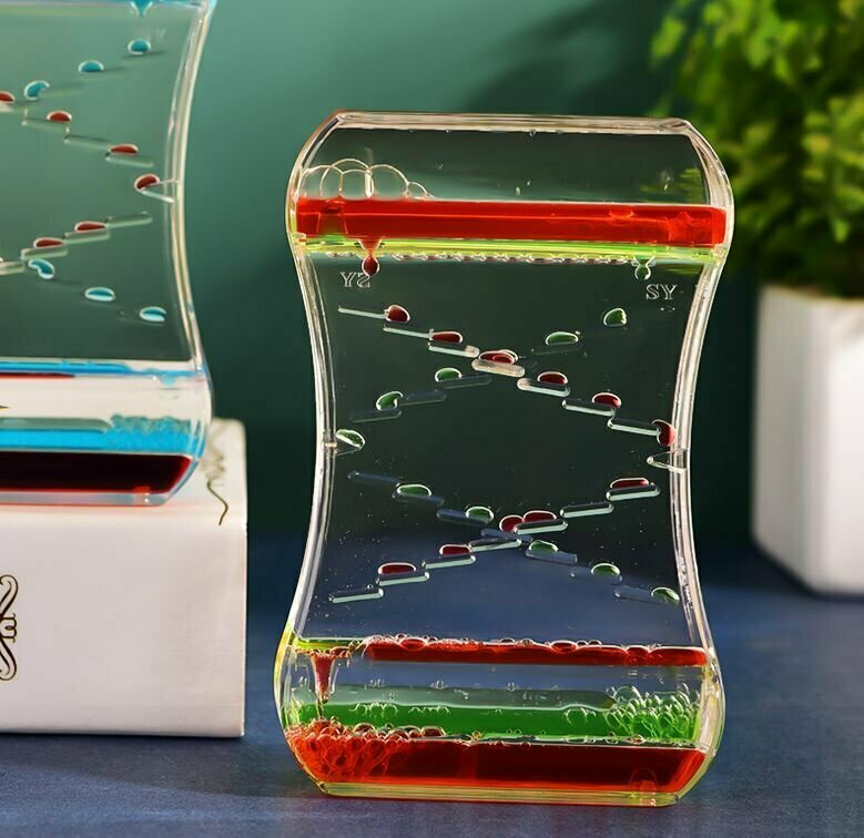 Часы песочные "Гелевые капельки", антистресс, фигурные, красно-зеленые