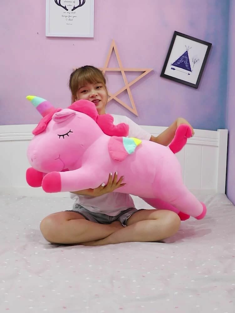 Большая мягкая игрушка Fancy Единорожка Лилу / Подушка обнимашка для засыпания и сна малышей / Пушистая сплюшка для детей и подростков, Плюшевый подарок для девочки