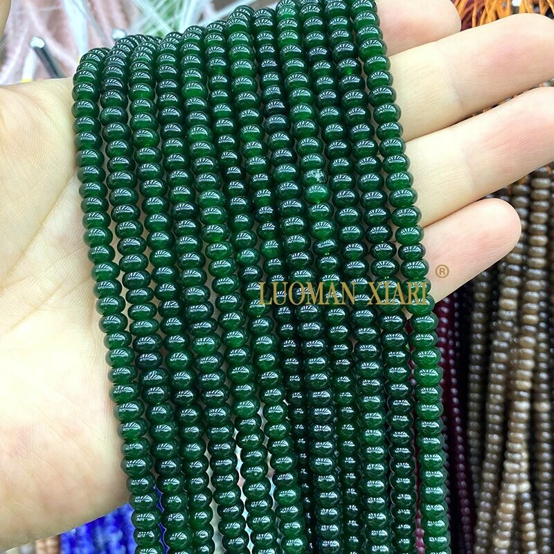 Натуральные бусины LUOMAN XIARI халцедон, кристалл 4x6 Изумрудный, 4x6mm 41-45pcs, emerald color 39