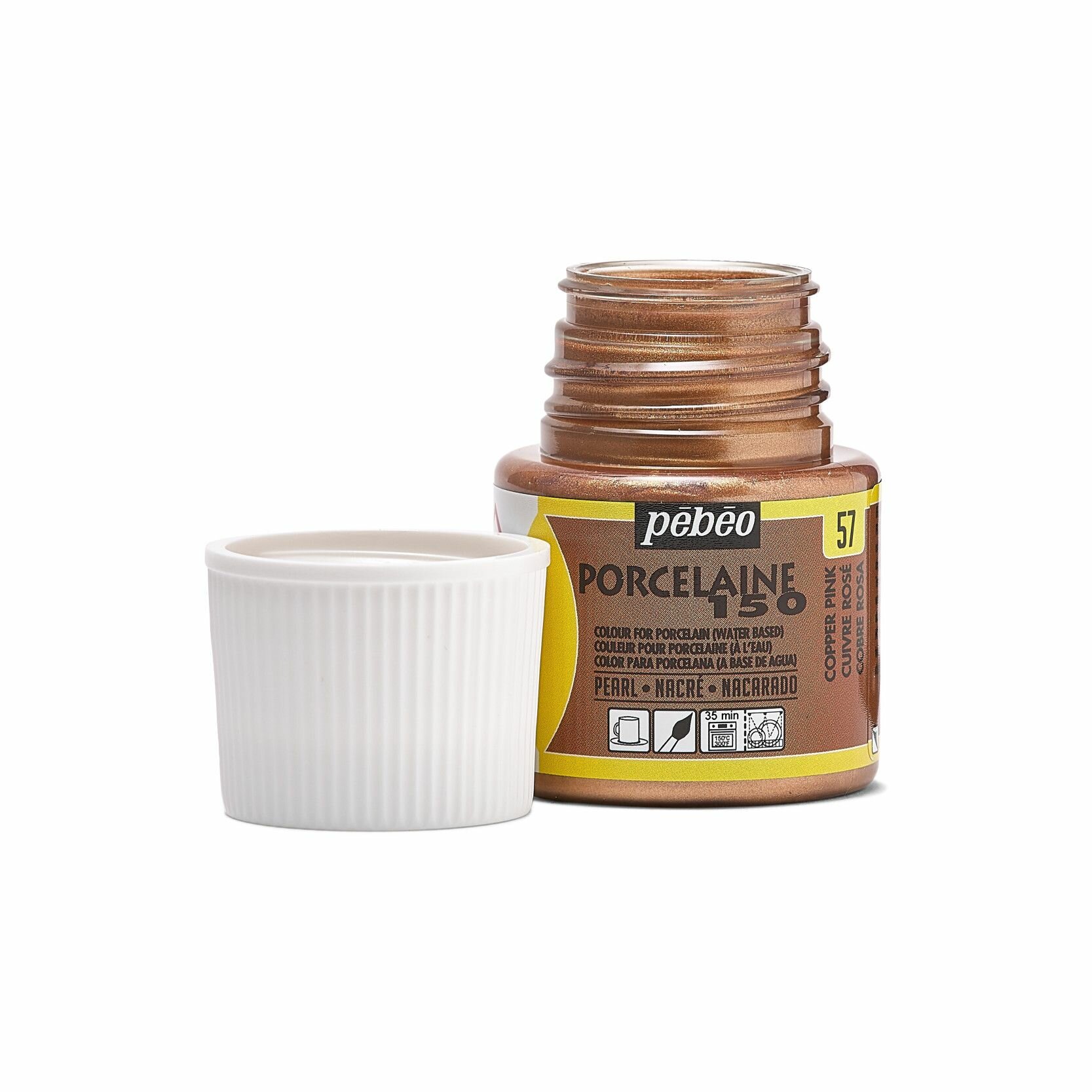 PEBEO Porcelaine 150 краска по фарфору и керамике под обжиг, глянцевая 45 мл, Под розовую медь 024-057