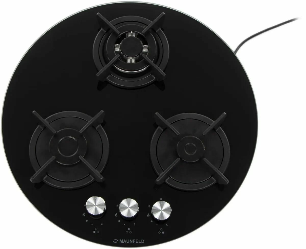 Газовая варочная панель MAUNFELD EGHG.43.23CBG, 3 конфорки, закаленное стекло, черный