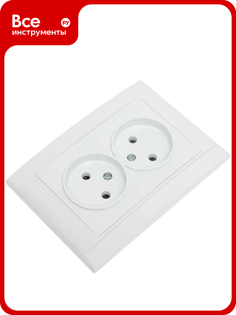 Розетка силовая двойная с заземлением MAKEL Defne 16А IP20 белая, встраиваемая, с защитными шторками, без рамки, 250В, 1