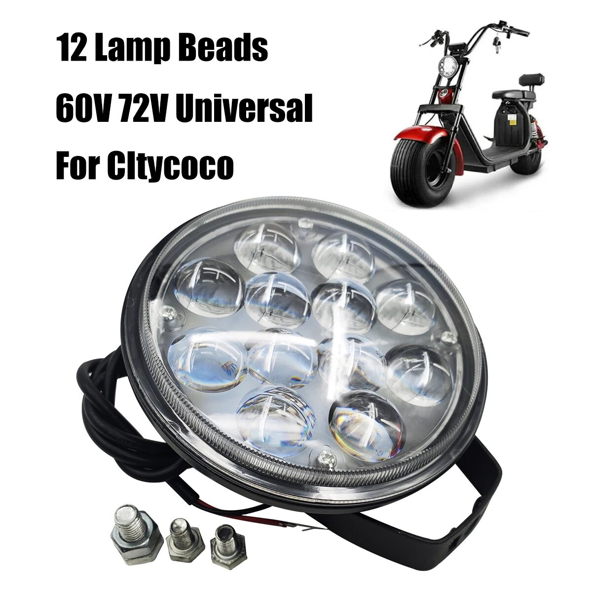 Фара для электроскутера XCMT 12 LED 60В/72В