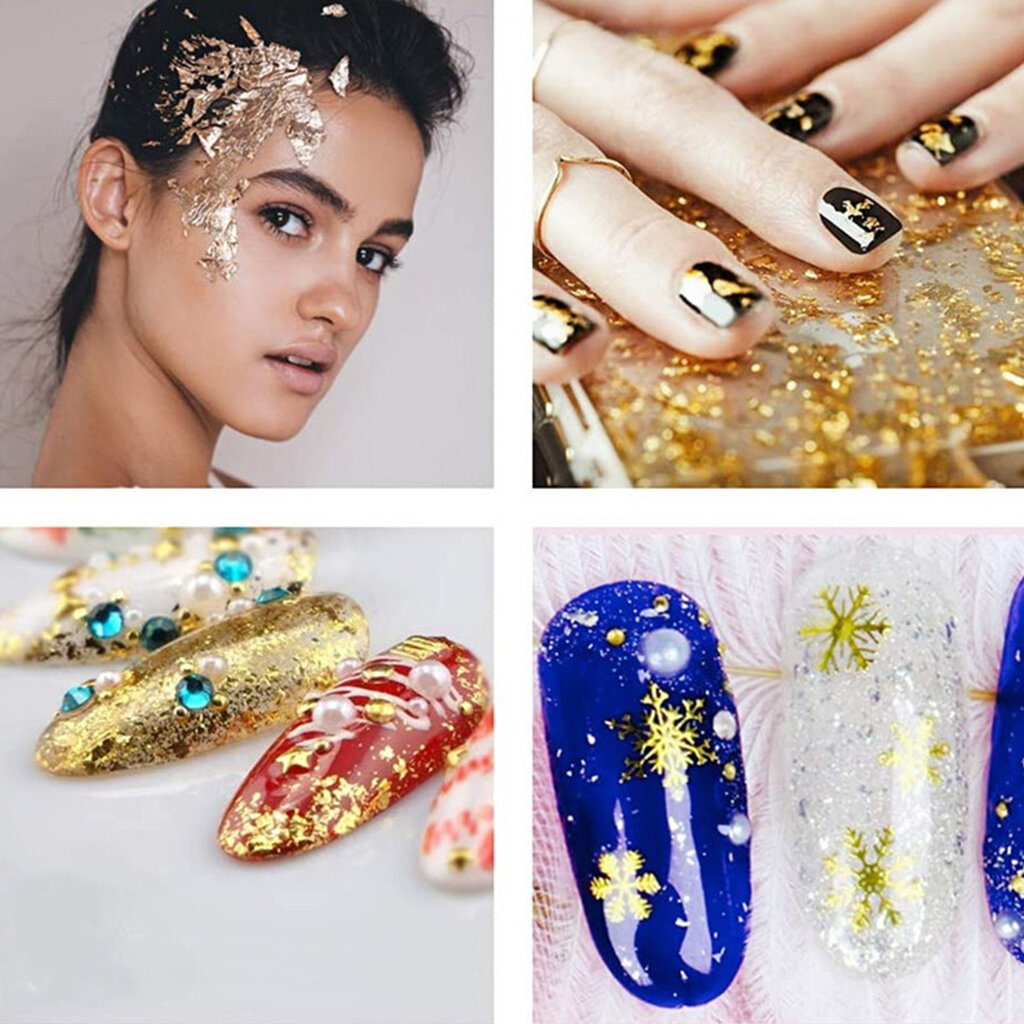 Качественная золотая фольга с пинцетом для нейл-арта и смолы