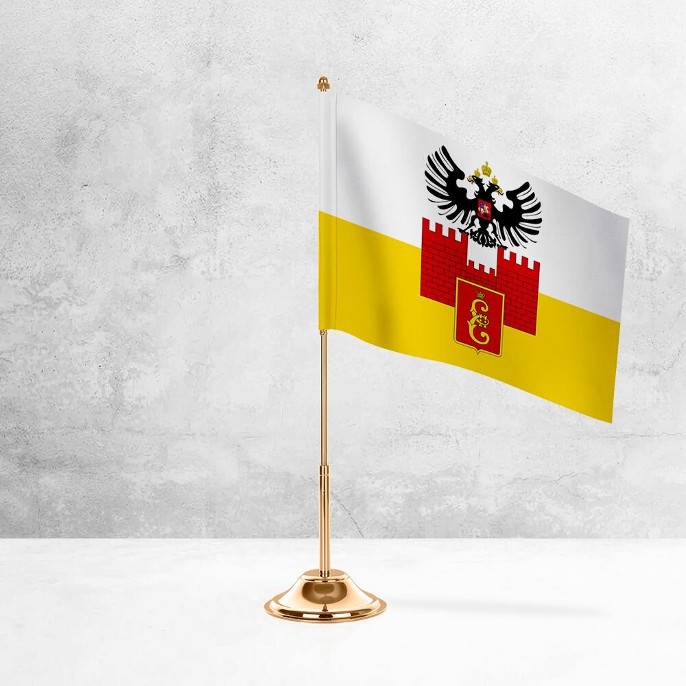 Настольный флаг Краснодара на металлической подставке под золото