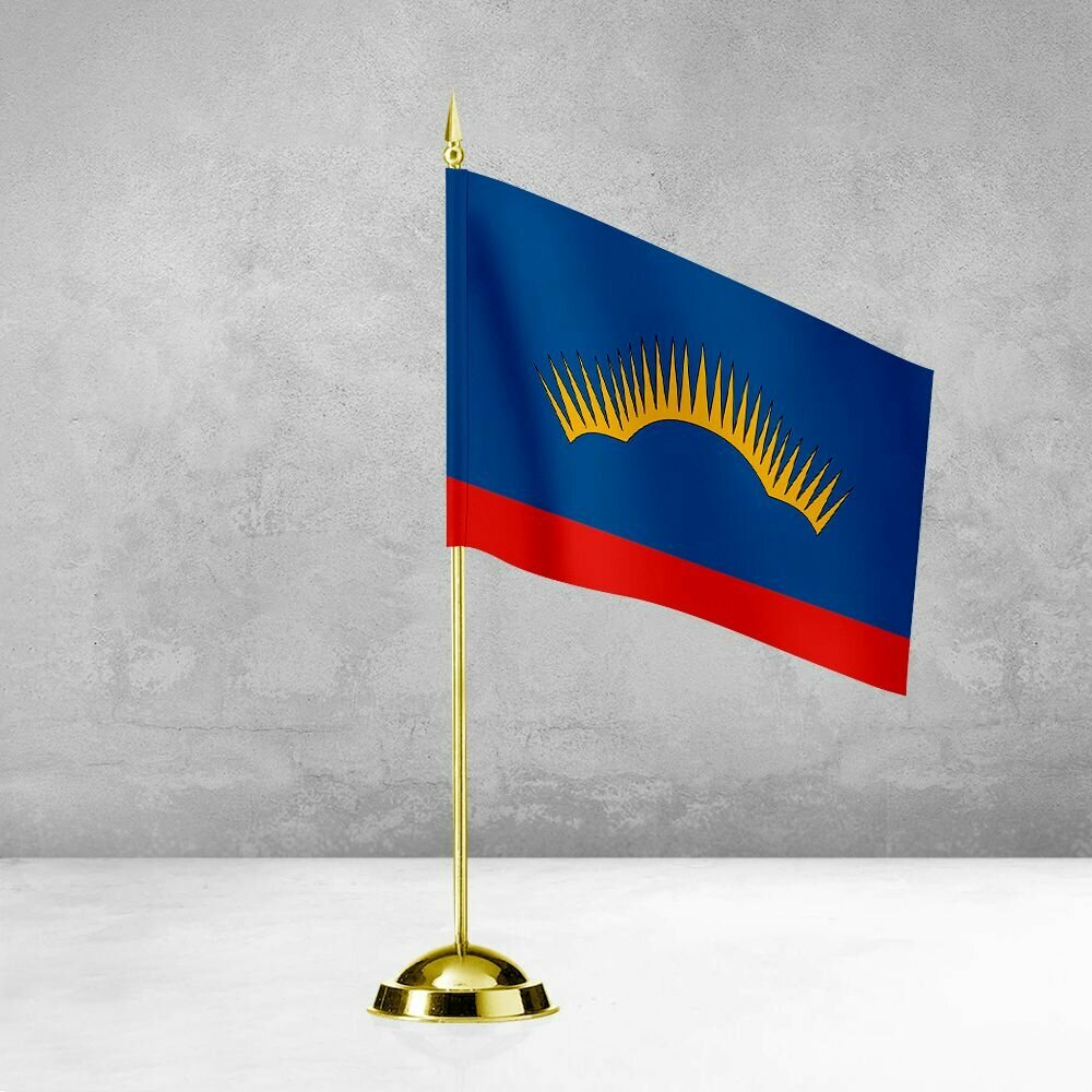 Настольный флаг Мурманска на пластиковой подставке под золото