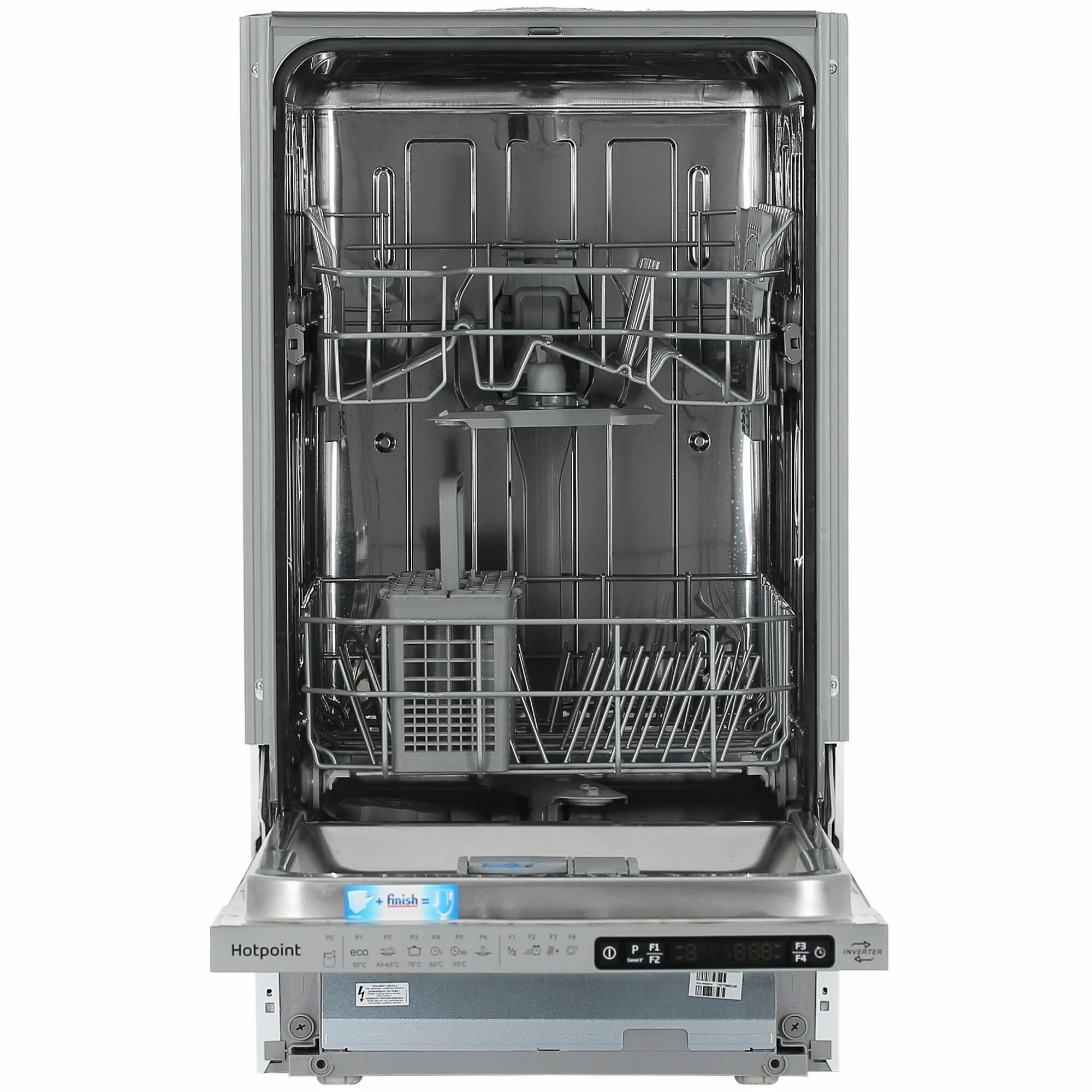 Посудомоечная машина Hotpoint His 1C69, встраиваемая, конденсационная сушка, серебристая