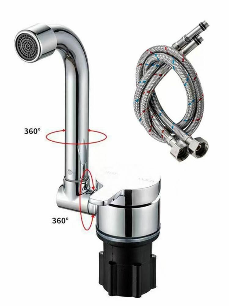 Складной кран для автодома 360 с подводкой воды медный однорычажный смеситель для раковины кемпера.