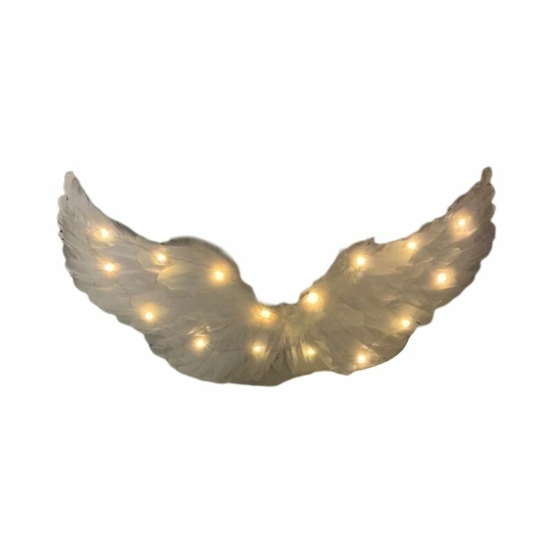 Крылья ангела с подсветкой, белый теплый свет - Средний