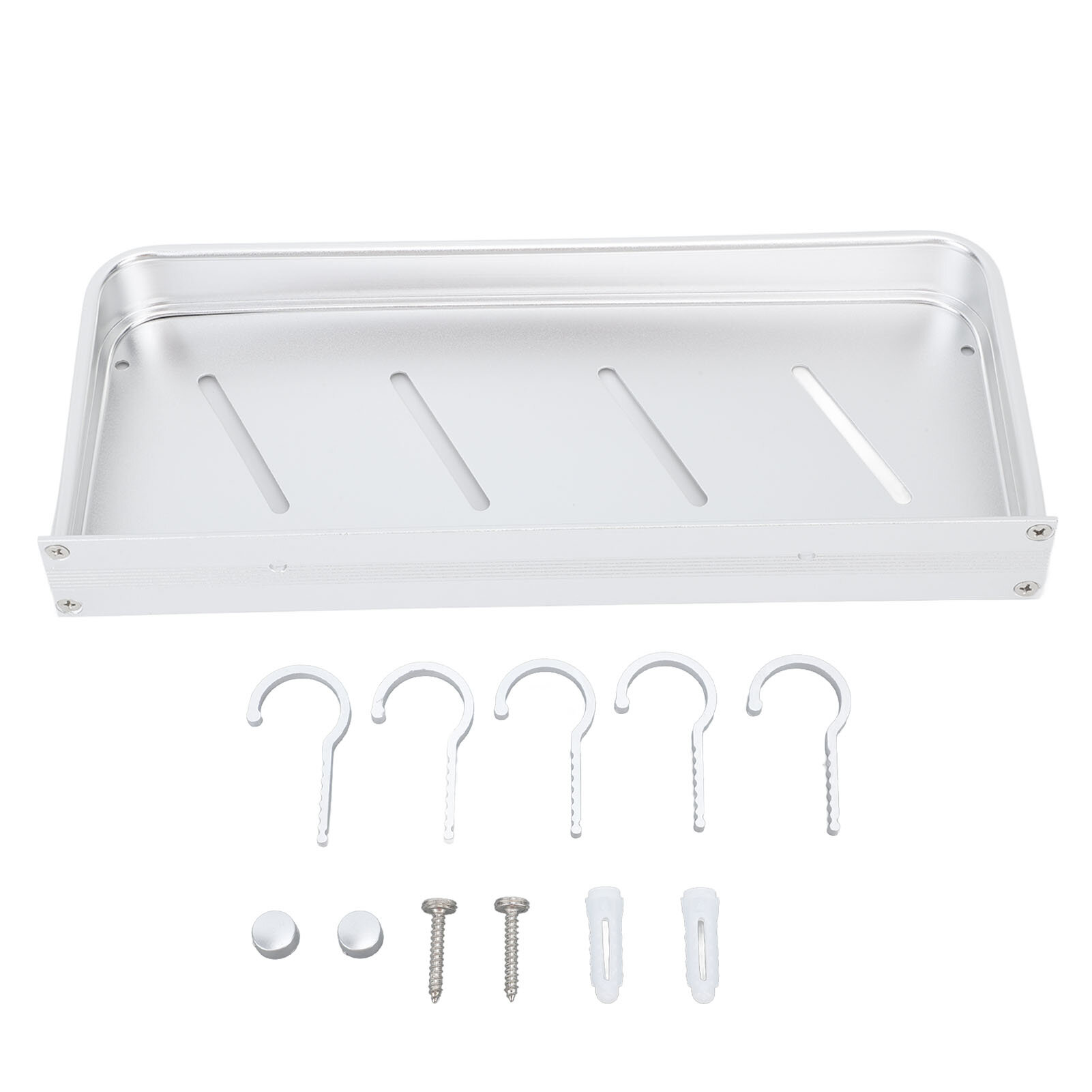 Алюминиевая полка для ванной комнаты, настенная, без сверления, стеллаж для хранения туалетных принадлежностей с крючком 30 см