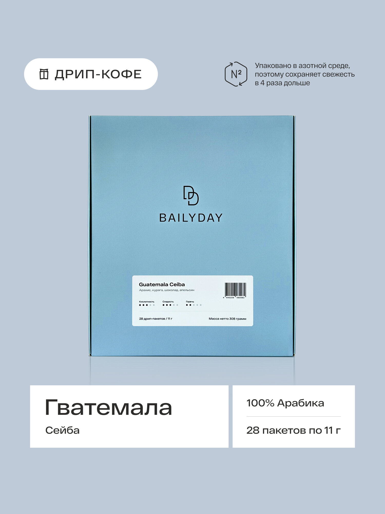 Дрип кофе Bailyday Гватемала Сейба (Молотый кофе в дрип-пакетах) 28 шт. по 11 г
