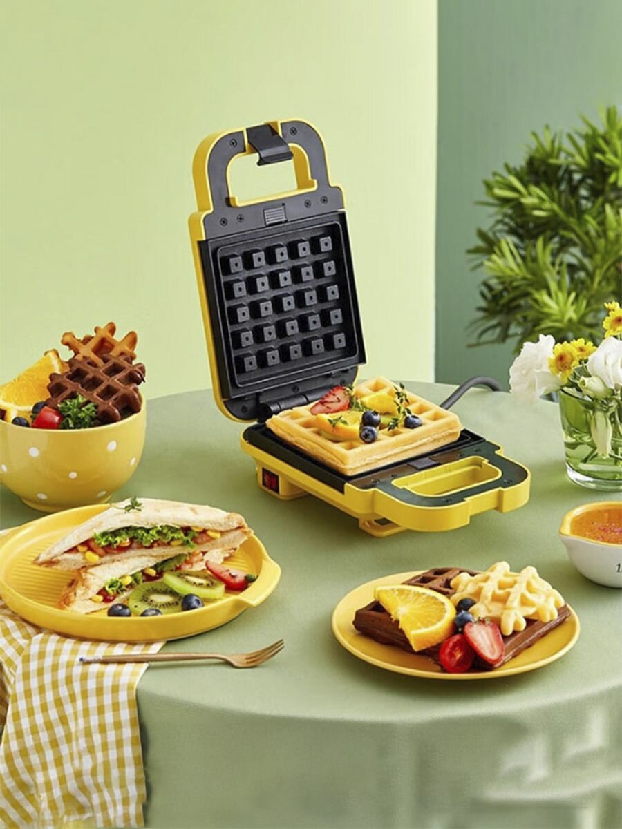 Вафельница для бельгийских вафель Liven Multifunctional Sandwich Machine (ZCJ-SM132) Yellow