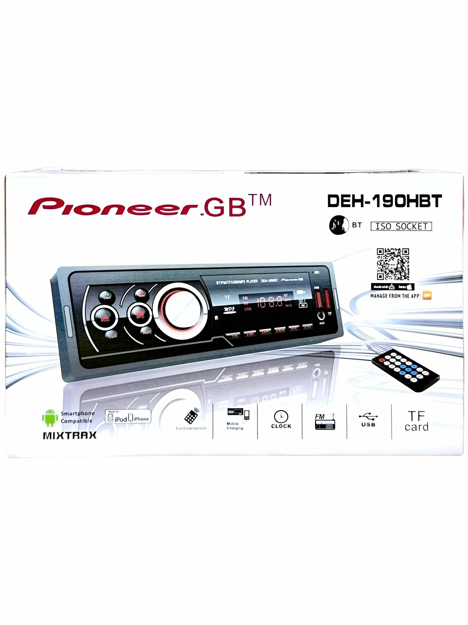 Автомагнитола Pioneer.gb DEH-190HBT, 1din, bluetooth, пульт ду